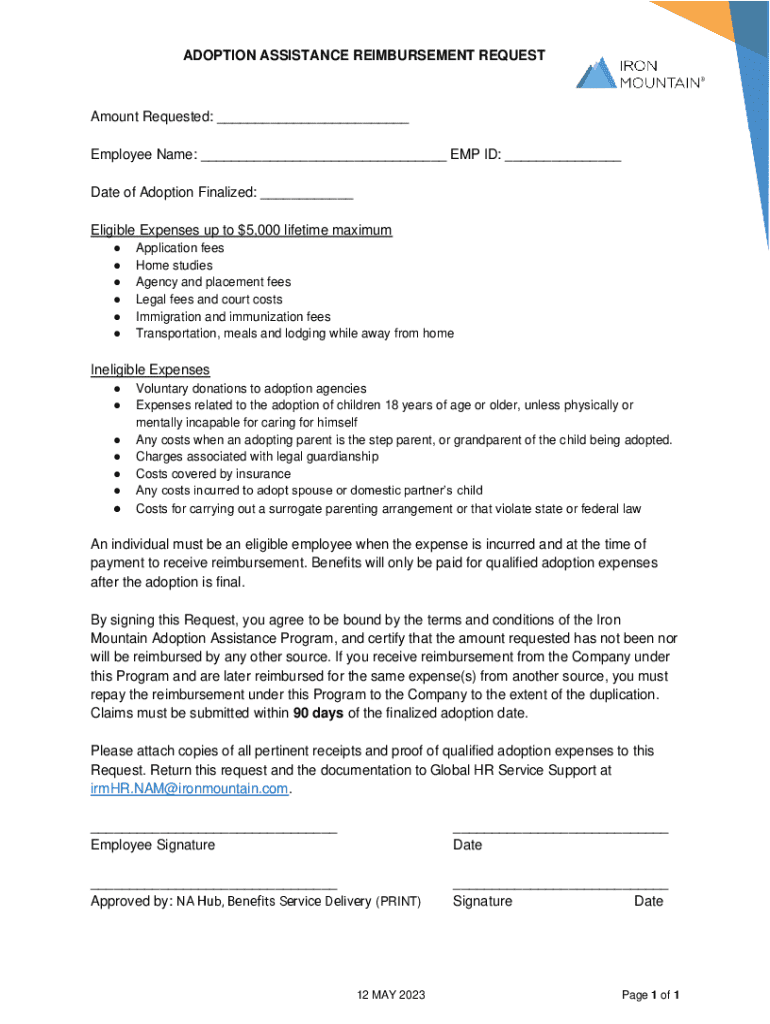 Fillable Online Adoption Assistance Reimbursement Request Fax Email Print - pdfFiller