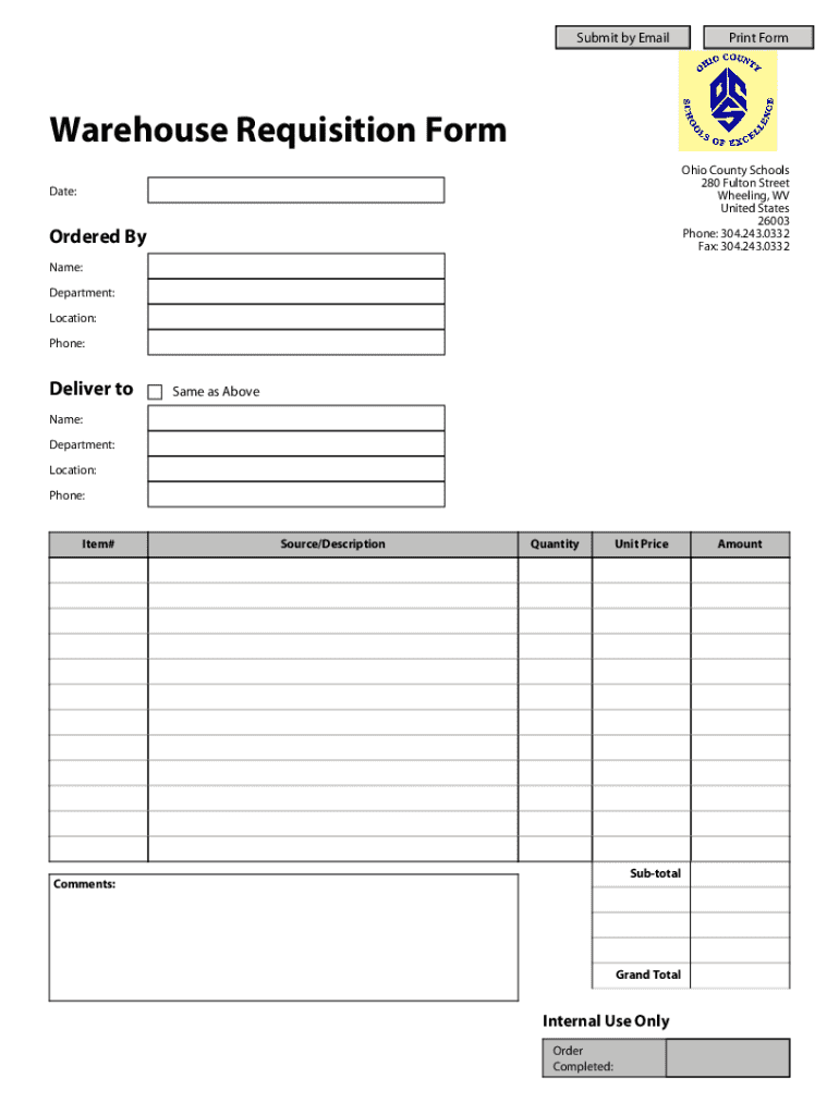Fillable Online Warehouse Requisition Form Fax Email Print - pdfFiller