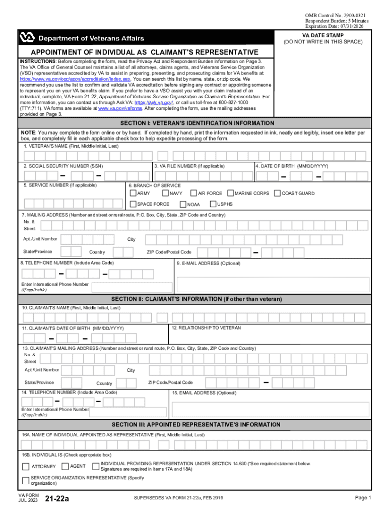 2023-2025 Form VA 21-22a Fill Online, Printable, Fillable, Blank ...