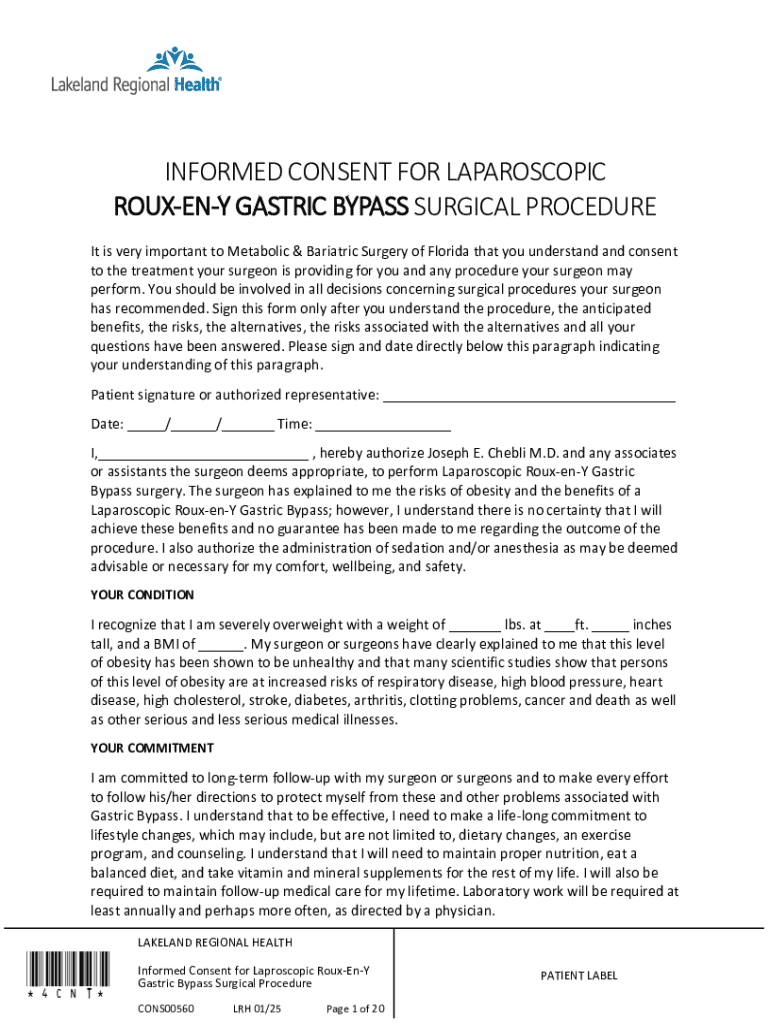 Fillable Online Informed Consent for Laparoscopic Roux-en-y Gastric Bypass Fax Email Print ...