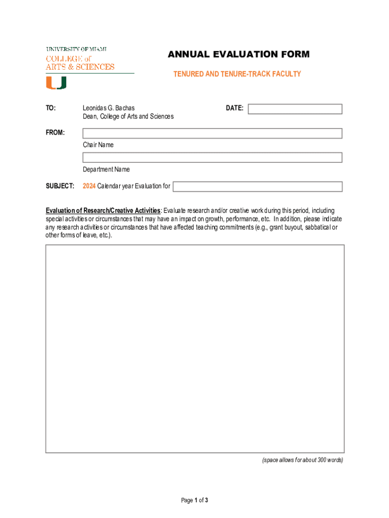 Fillable Online Annual Evaluation for Tenured and Tenure-track Faculty Fax Email Print - pdfFiller