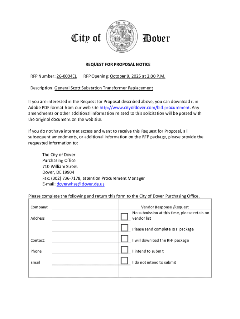 Fillable Online Request for Proposal for General Scott Substation ...