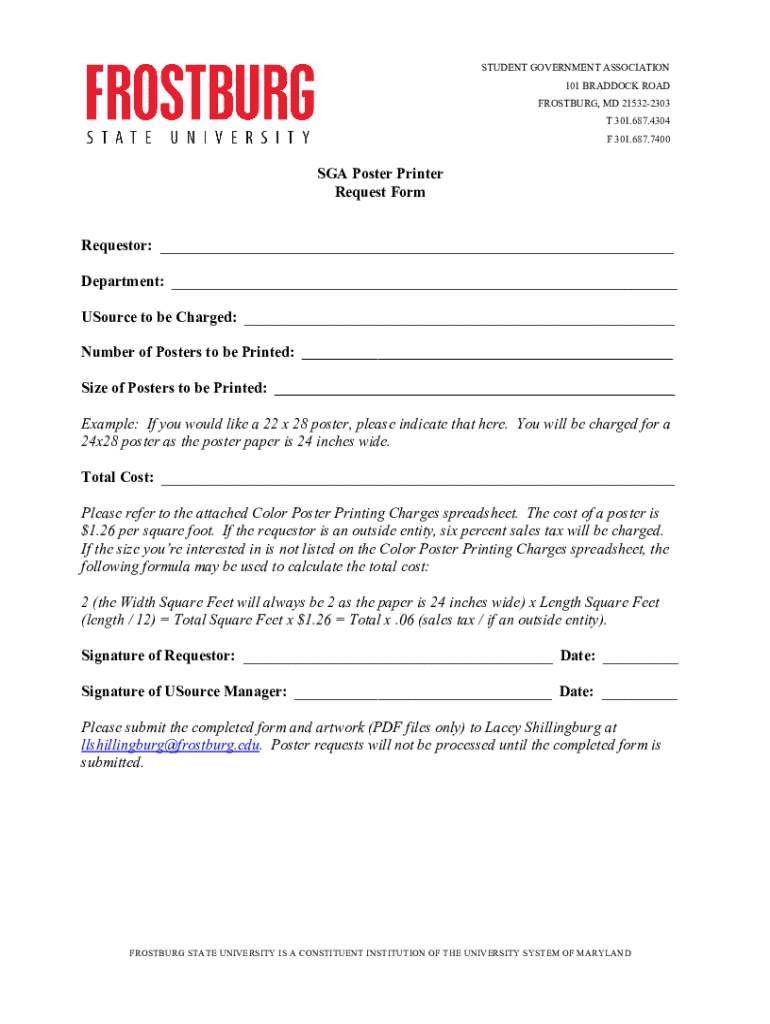 Fillable Online Sga Poster Printer Request Form Fax Email Print - pdfFiller