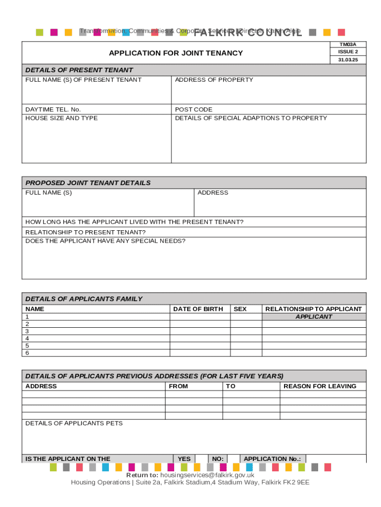 Application for Joint Tenancy Doc Template | pdfFiller
