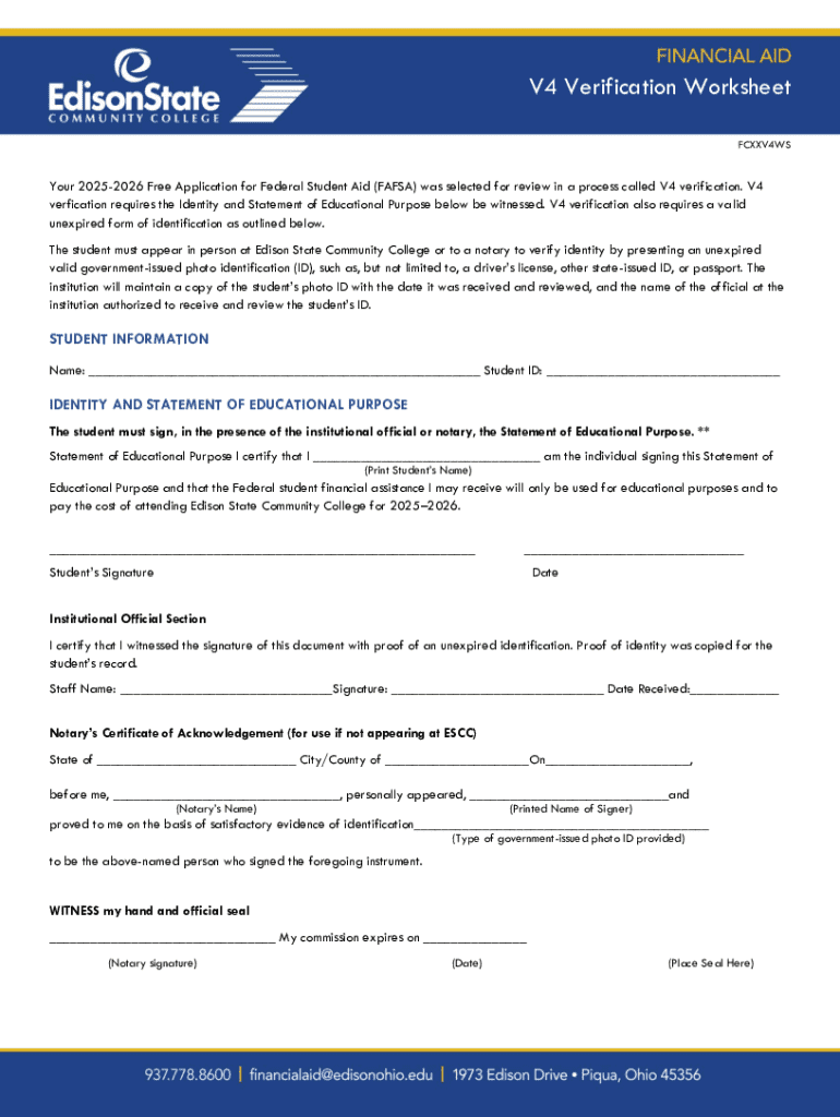 Fillable Online V4 Verification Worksheet Fax Email Print - pdfFiller