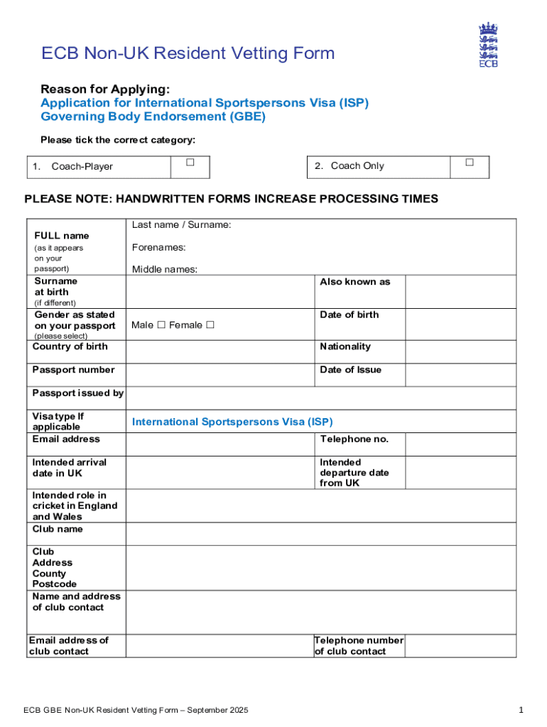 Fillable Online Ecb Non-uk Resident Vetting Form Fax Email Print ...
