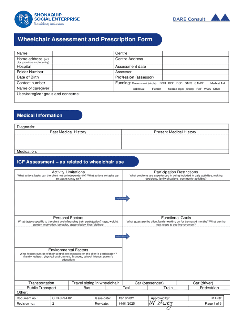 Fillable Online Wheelchair Assessment and Prescription Fax Email Print ...