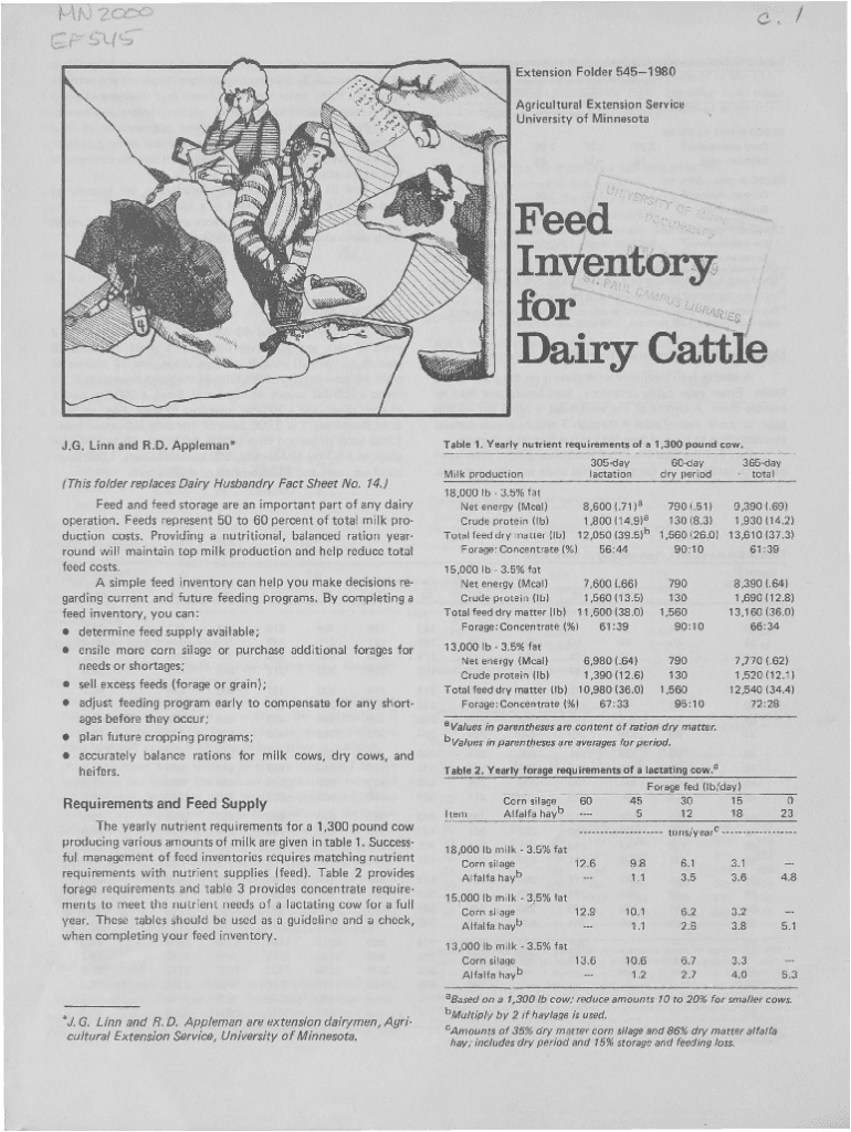 Fillable Online Feed Inventory for Dairy Cattle Fax Email Print - pdfFiller