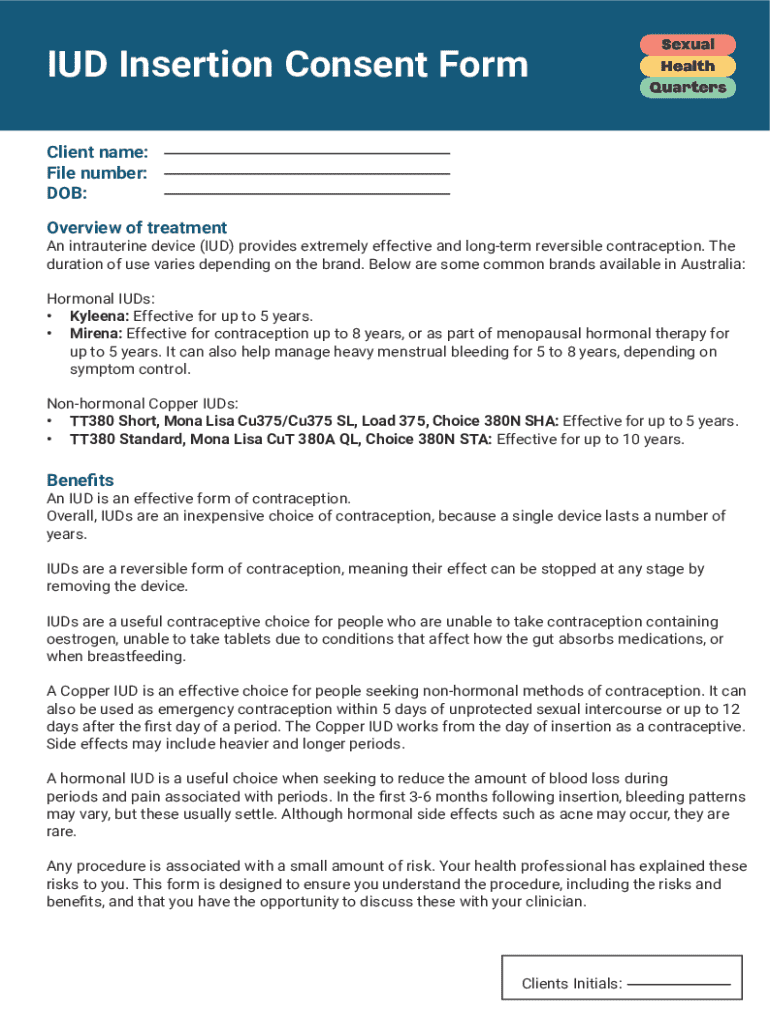 Fillable Online Iud Insertion Consent Form Fax Email Print - pdfFiller