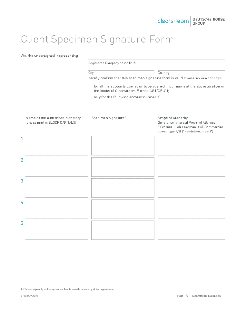 Fillable Online Client Specimen Signature Form Fax Email Print - pdfFiller