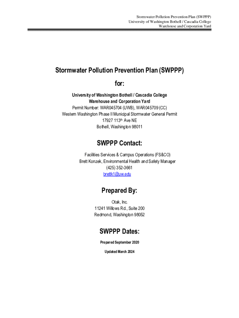 Fillable Online Stormwater Pollution Prevention Plan (swppp) Fax Email ...
