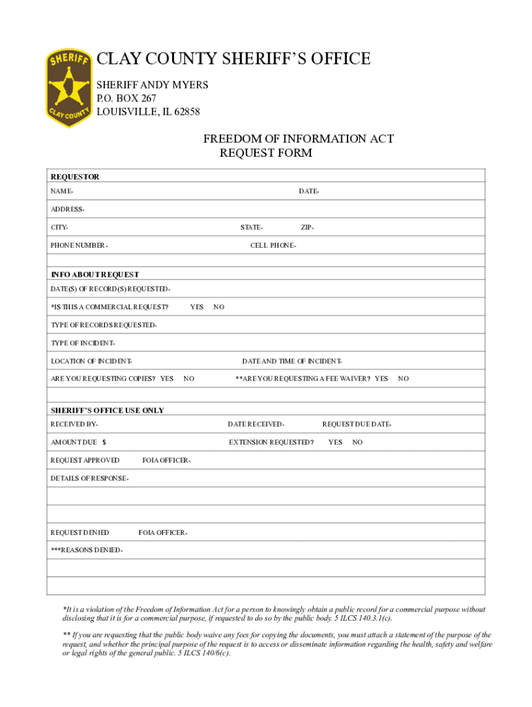 Fillable Online Freedom of Information Act Request Form Fax Email Print - pdfFiller