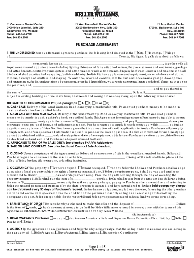 Fillable Online Purchase Agreement Fax Email Print - pdfFiller