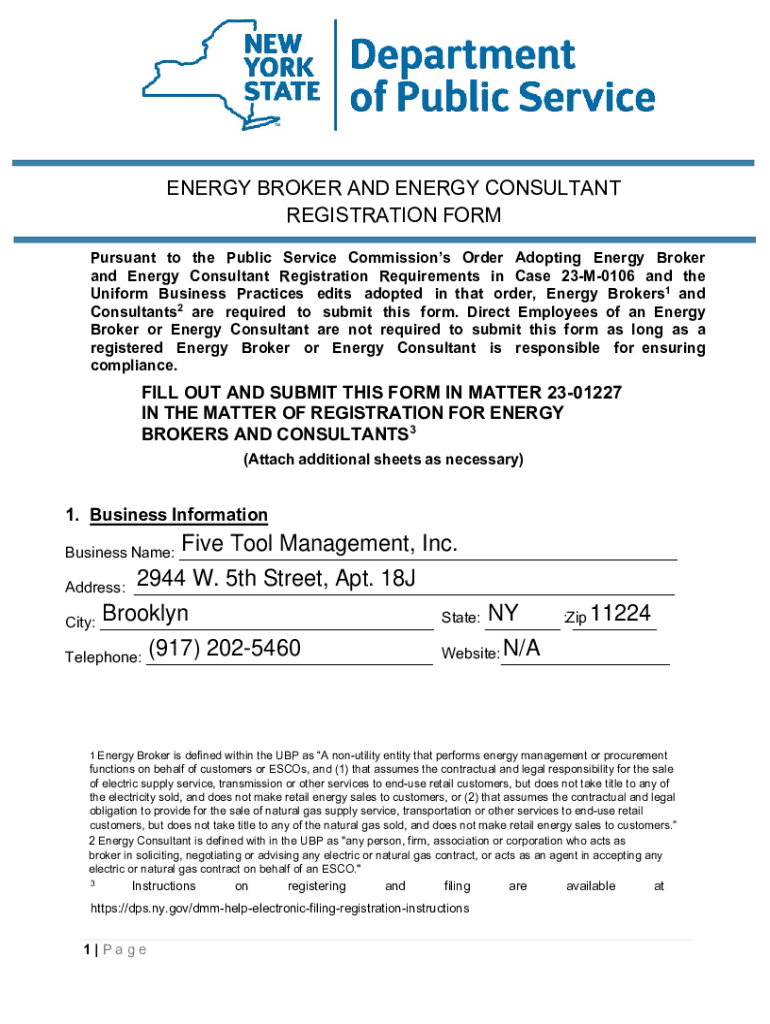 Fillable Online Registration Form for Energy Brokers and Consultants ...