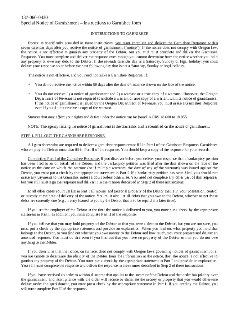 Instructions to Garnishee Doc Template | pdfFiller