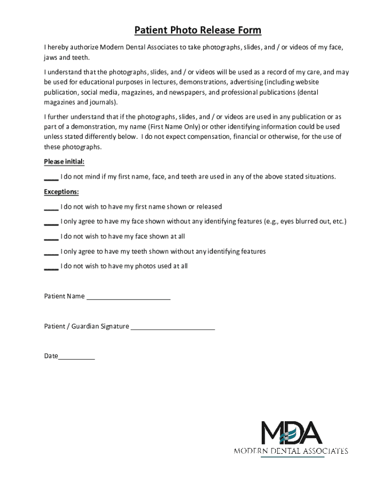 Fillable Online Patient Photo Release Authorization Fax Email Print - pdfFiller