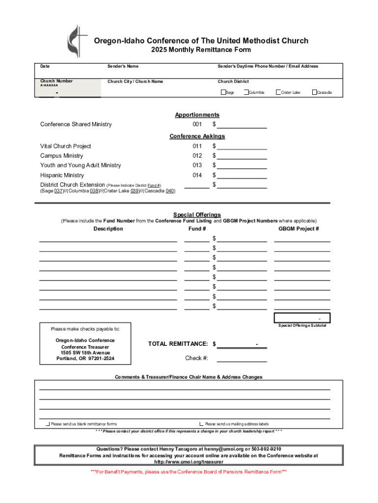 Fillable Online 2025 Monthly Remittance Form Fax Email Print - pdfFiller