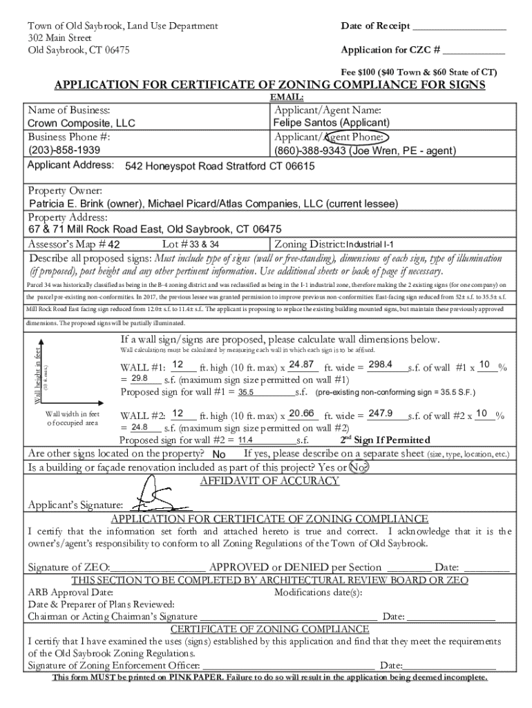 Fillable Online Application for Certificate of Zoning Compliance Fax Email Print - pdfFiller