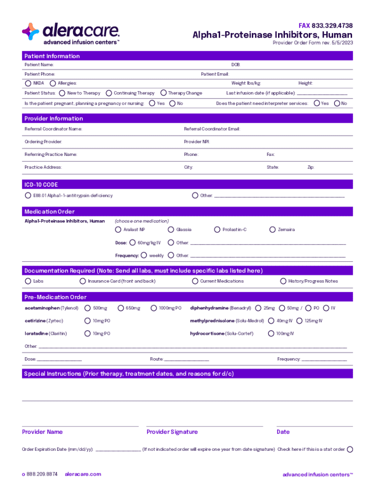 Fillable Online Alpha1-proteinase Inhibitors, Human Fax Email Print ...