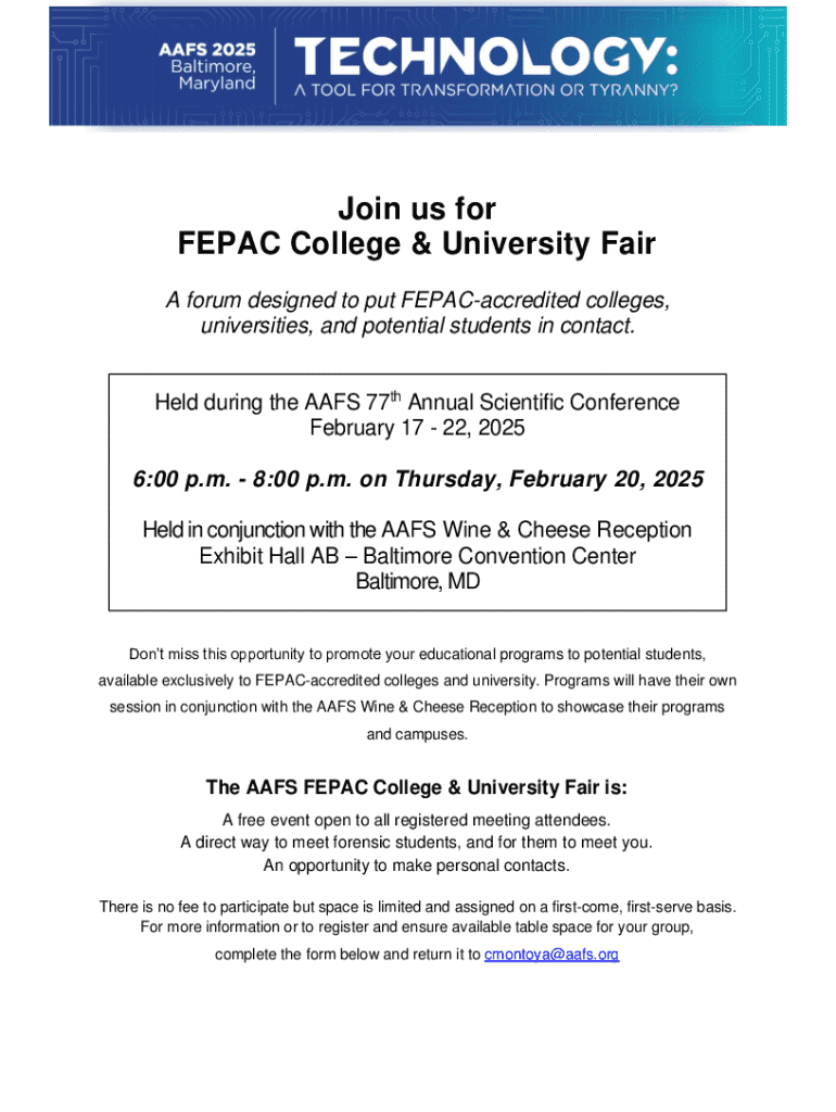 Fillable Online Fepac College & University Fair Fax Email Print - pdfFiller
