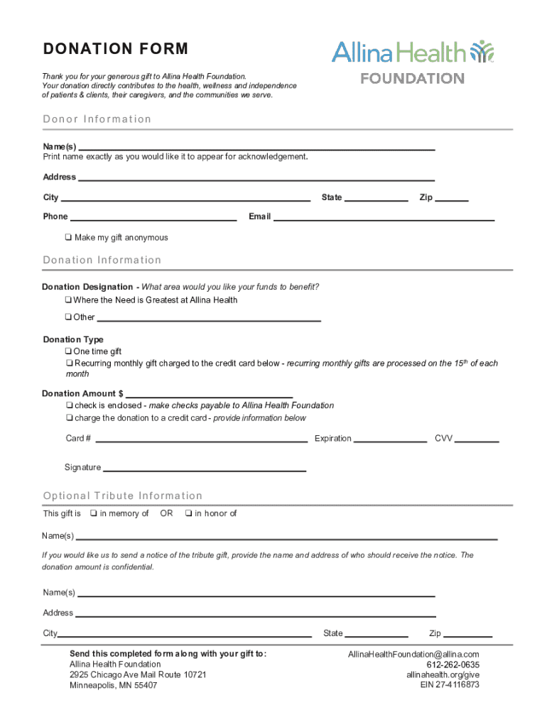 Fillable Online Donor Information and Donation Details Fax Email Print ...