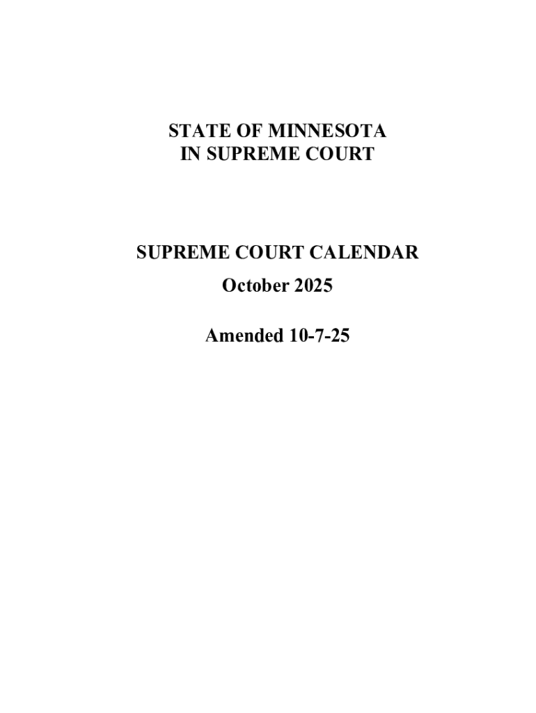 Fillable Online Supreme Court Calendar October 2025 Fax Email Print ...