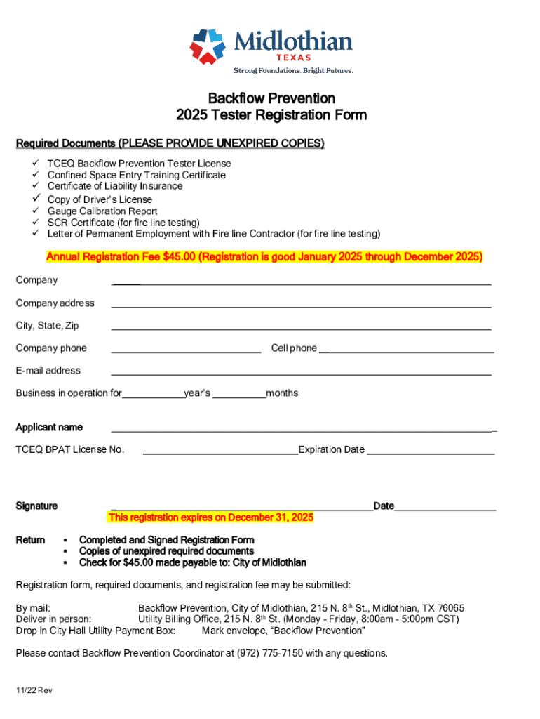 Fillable Online Backflow Prevention Fax Email Print - pdfFiller