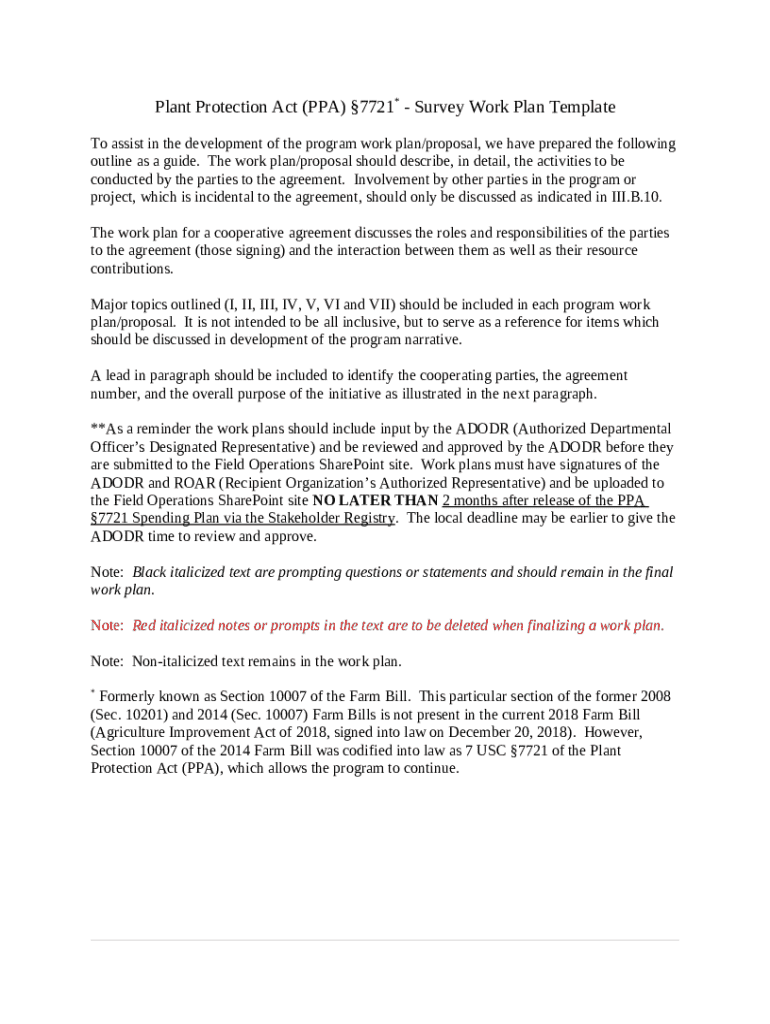 Plant Protection Act (ppa) §7721 Survey Work Plan Template - caps ceris purdue Doc Template ...