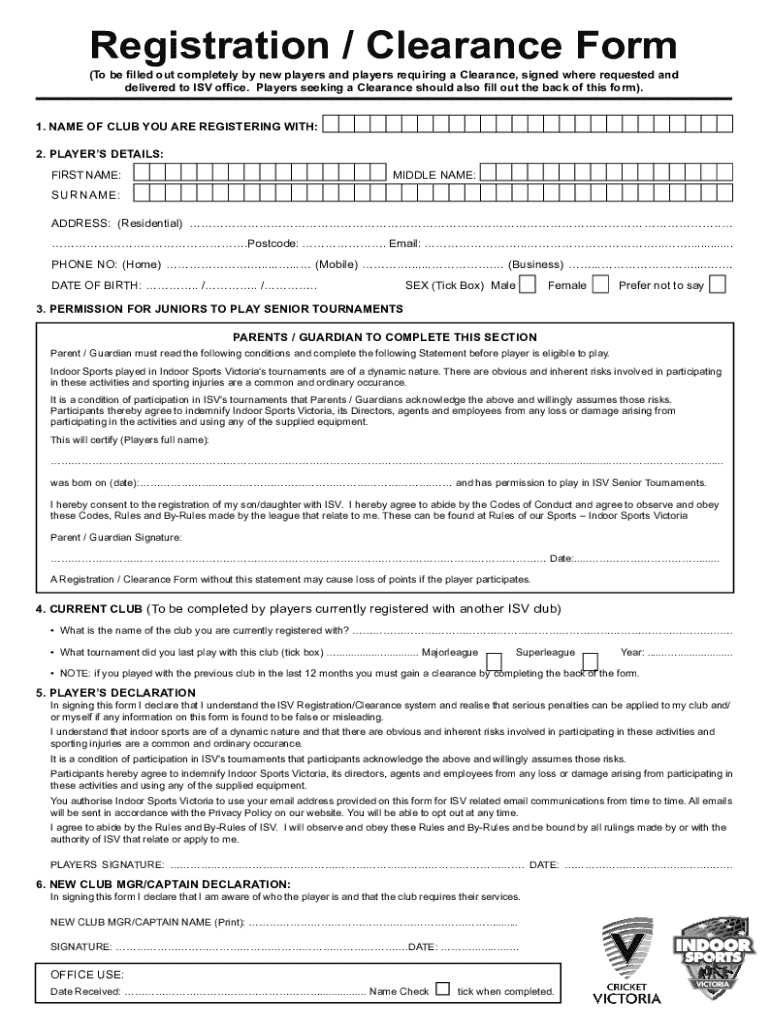 Fillable Online Registration / Clearance Form Fax Email Print - pdfFiller