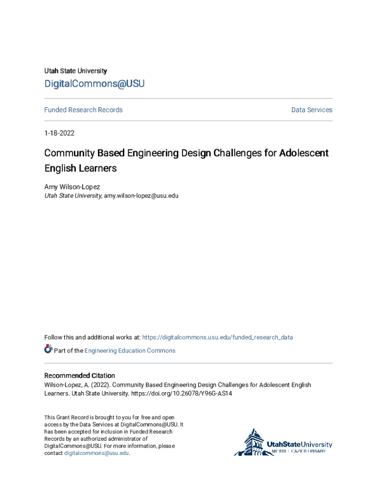 Fillable Online Community Based Engineering Design Challenges for Adolescent English Learners ...