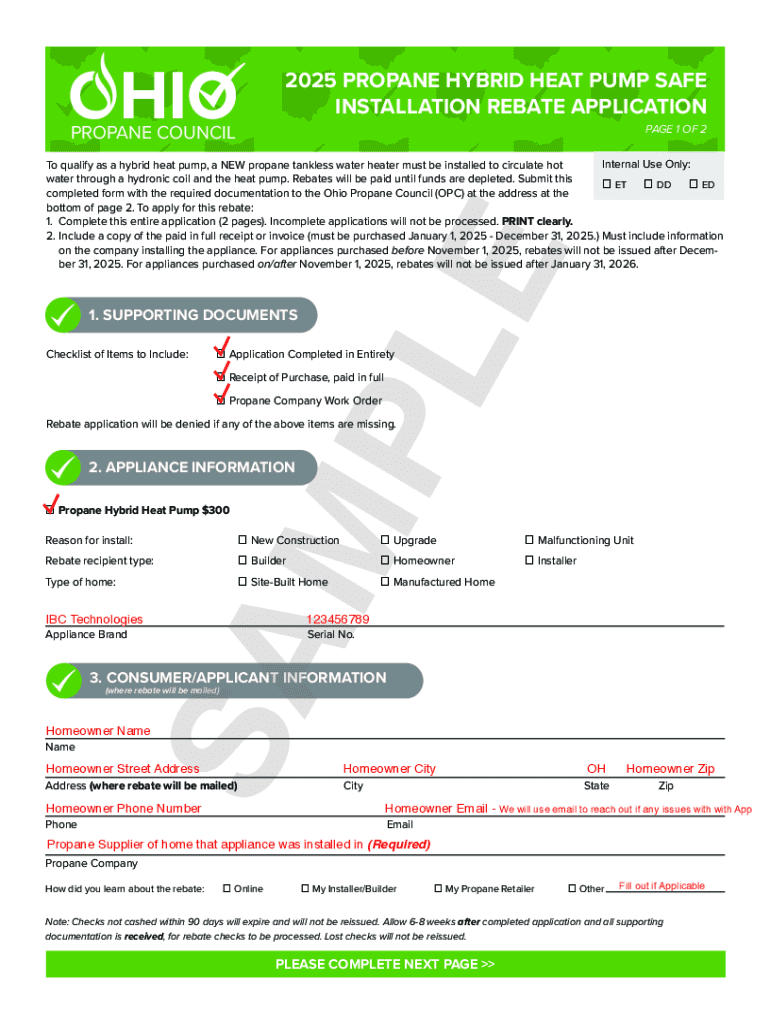 Fillable Online 2025 Propane Hybrid Heat Pump Safe Installation Rebate Application Fax Email ...