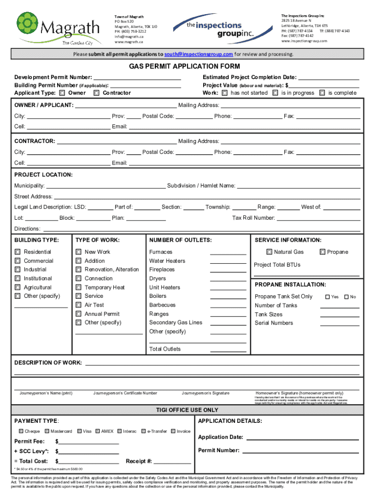 Fillable Online Gas Permit Application Fax Email Print - pdfFiller