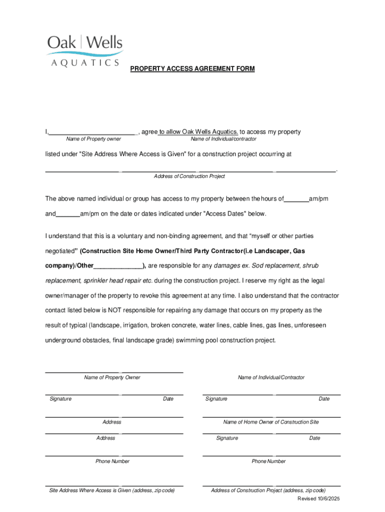 Fillable Online Property Access Agreement Fax Email Print - pdfFiller
