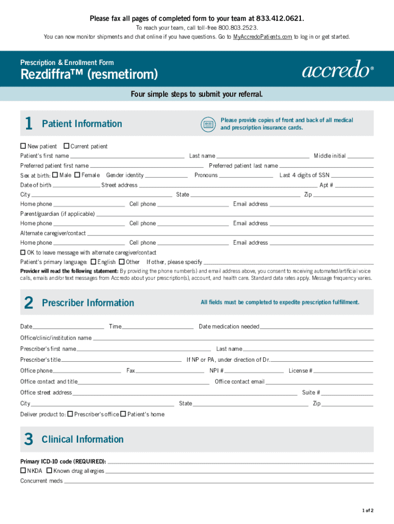 Fillable Online Prescription & Enrollment Form Fax Email Print - pdfFiller