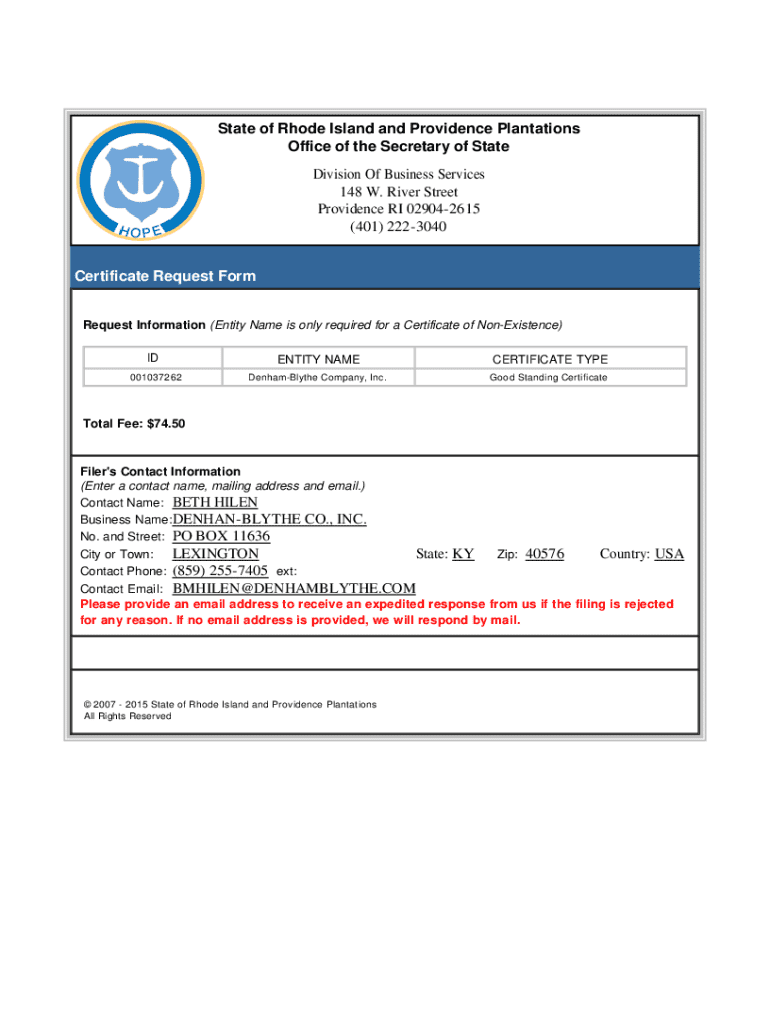 Fillable Online Certificate Request Form Fax Email Print - pdfFiller