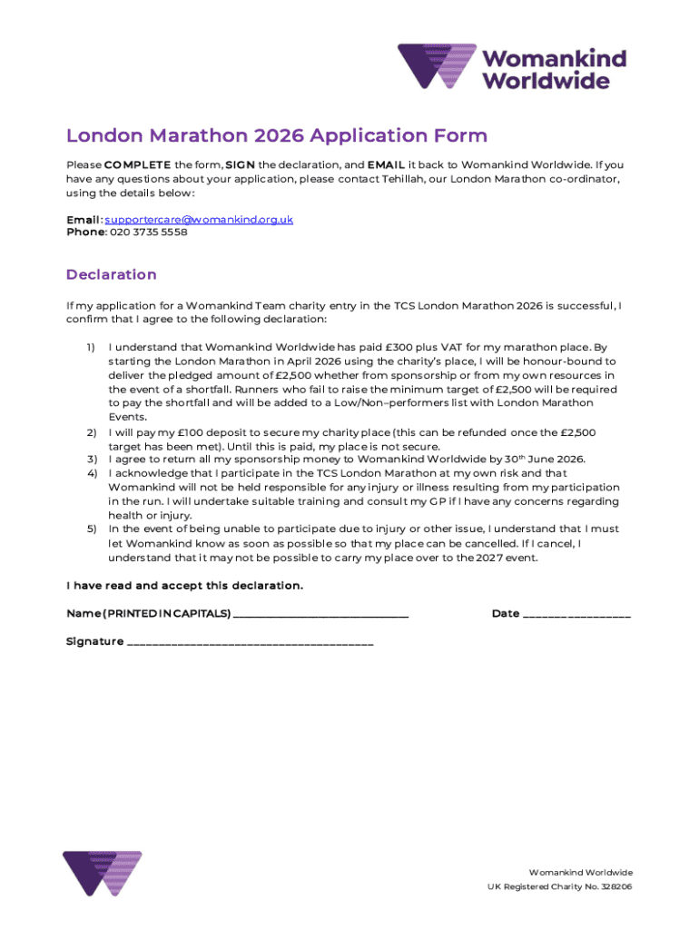 Fillable Online London Marathon 2026 Application Form Fax Email Print - pdfFiller