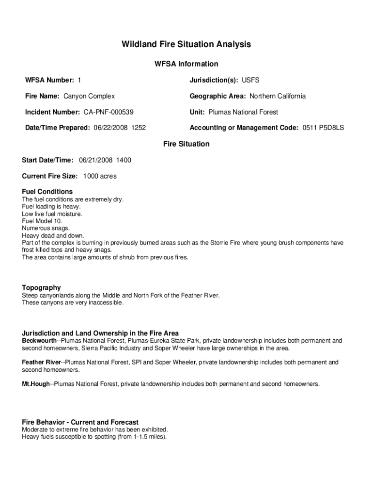 Fillable Online Wfsa Information for Canyon Complex Fire Fax Email Print - pdfFiller
