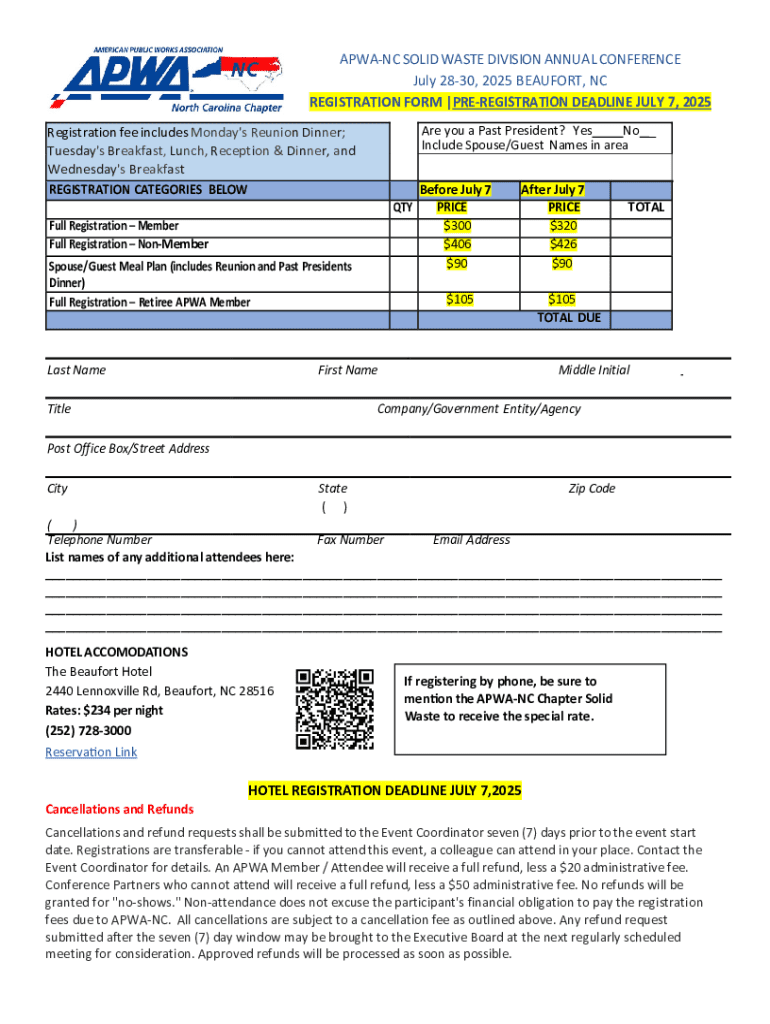 Fillable Online Apwa-nc Solid Waste Division Annual Conference ...