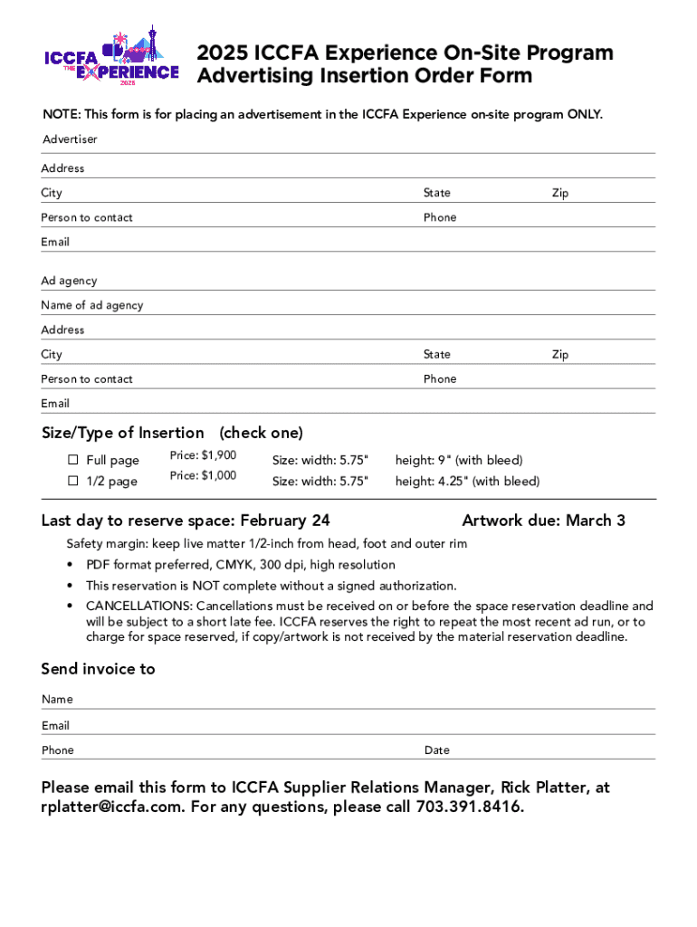 Fillable Online Advertising Insertion Order Form Fax Email Print - pdfFiller