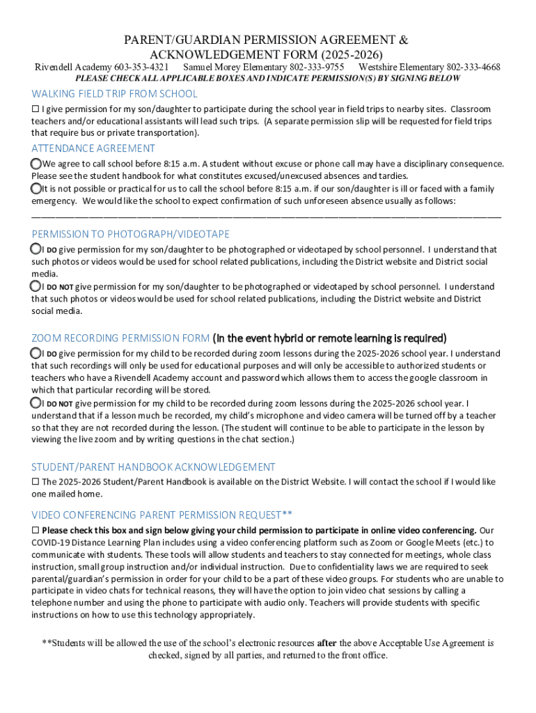 Fillable Online Parent/guardian Permission Agreement Fax Email Print - pdfFiller