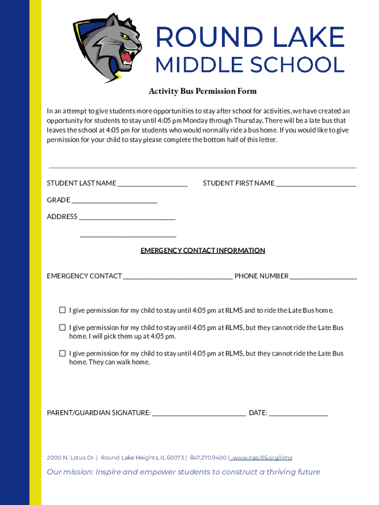 Fillable Online Activity Bus Permission Form Fax Email Print - pdfFiller
