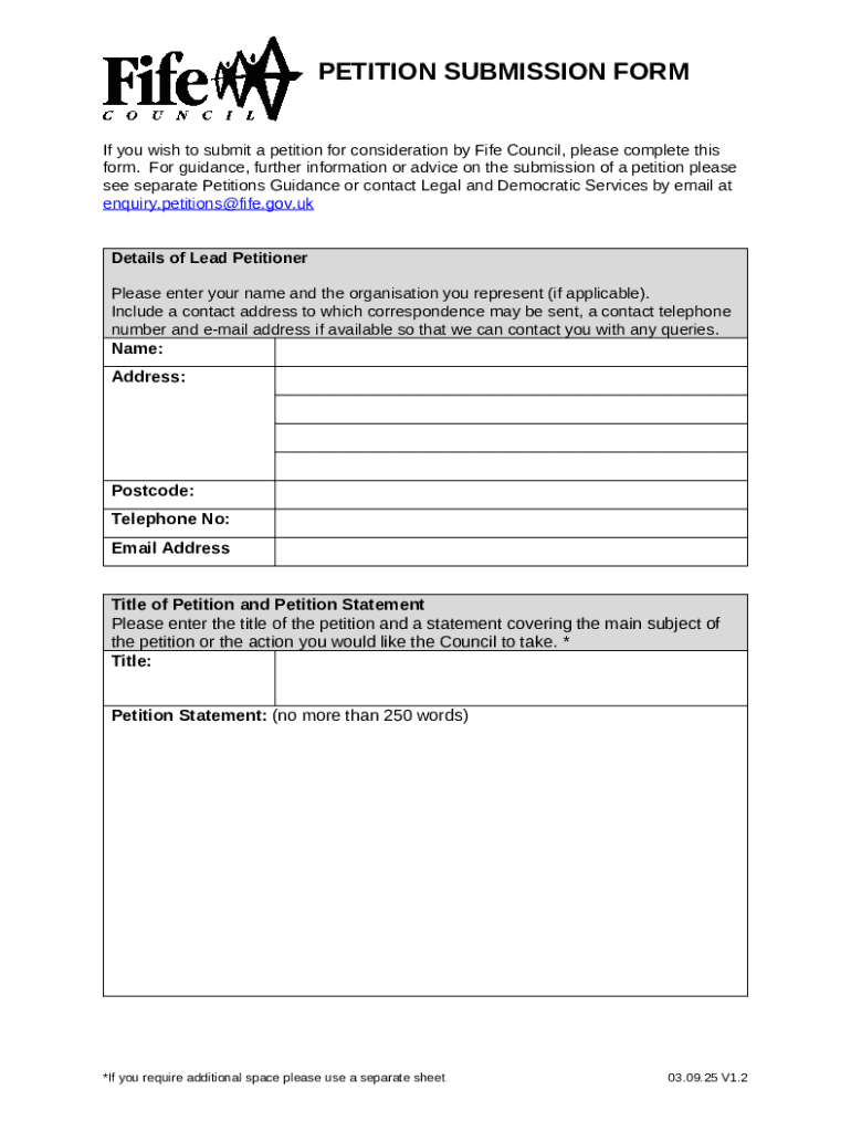 Petition Submission Doc Template | pdfFiller