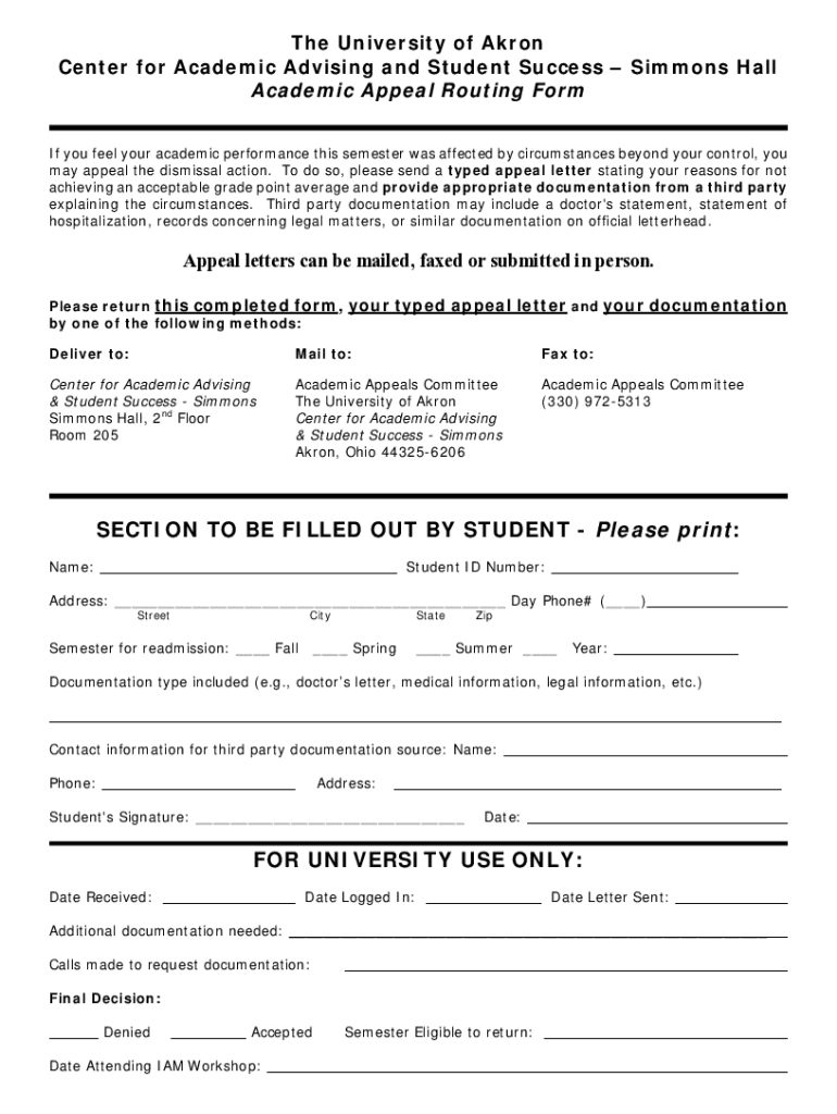 Fillable Online Academic Appeal Routing Form Fax Email Print - pdfFiller