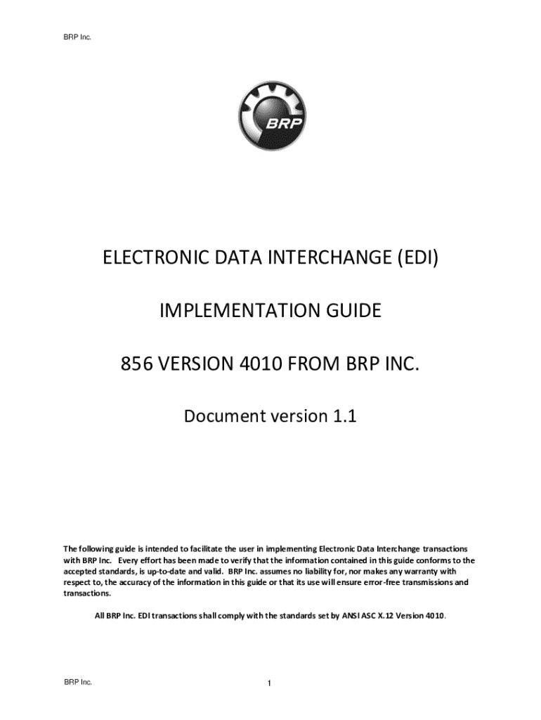 Fillable Online Electronic Data Interchange (edi) Implementation Guide 856 Version 4010 Fax ...