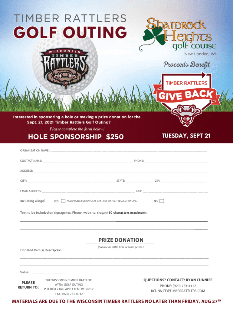 Fillable Online Wisconsin Timber Rattlers - Donation Request Form Fax Email Print - pdfFiller