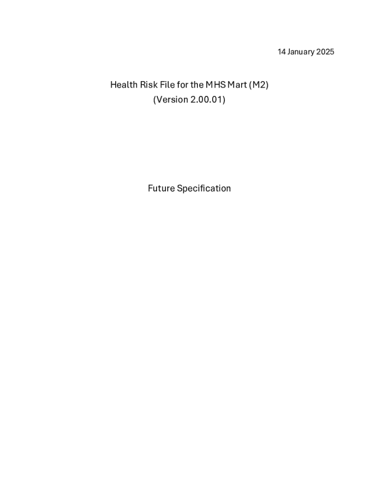 Fillable Online Health Risk File for the MHS Mart (M2) (Version 2.00.01 ...