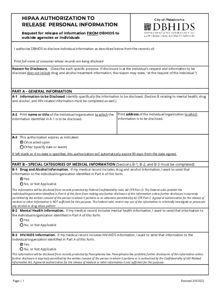 Fillable Online 2022-Request-to-Release-PHI-FROM-DBHIDS-Authorization-Form-Template.pdf Fax ...
