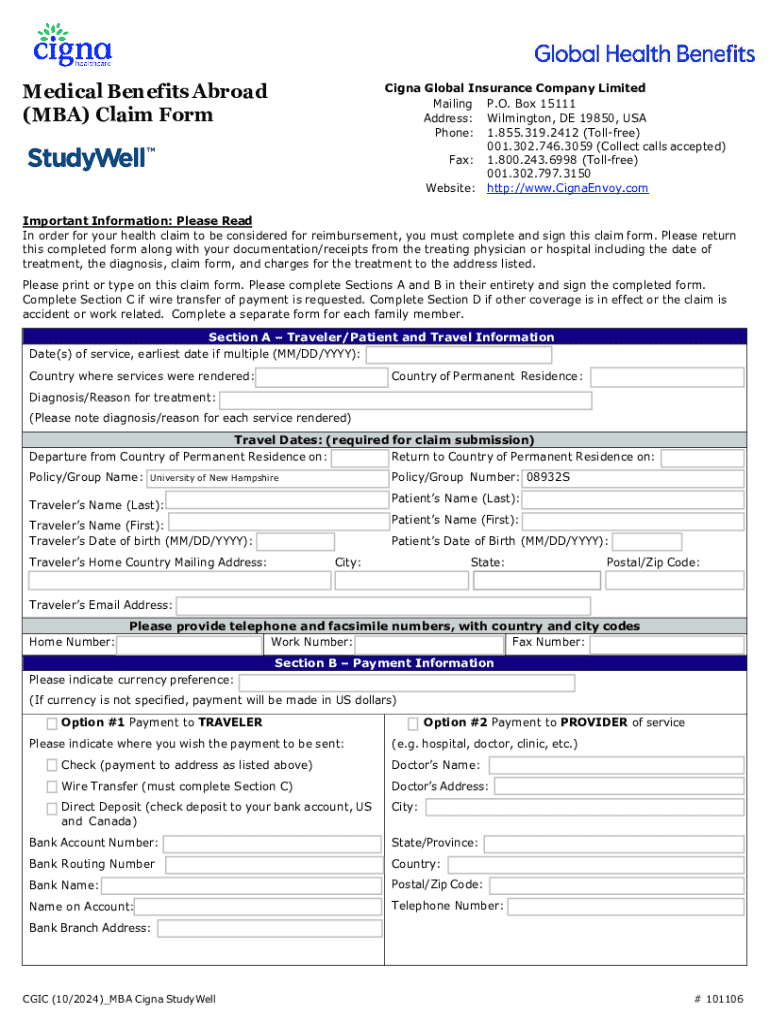 Fillable Online (MBA) Claim Form Fax Email Print - pdfFiller