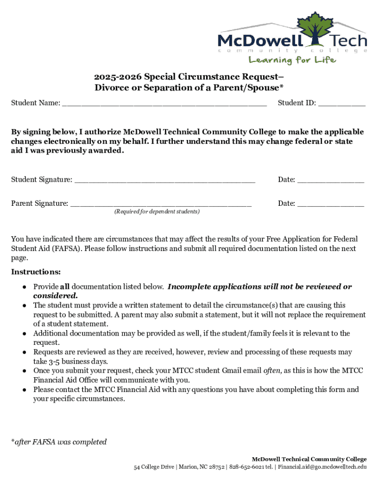 Fillable Online 20252026: Special Consideration(s) Request Form Fax ...