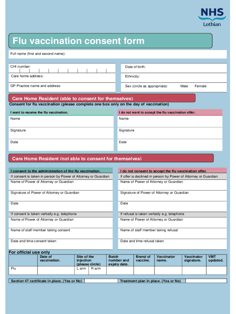 Fillable Online Is there a generic consent form for the flu vaccine in ...